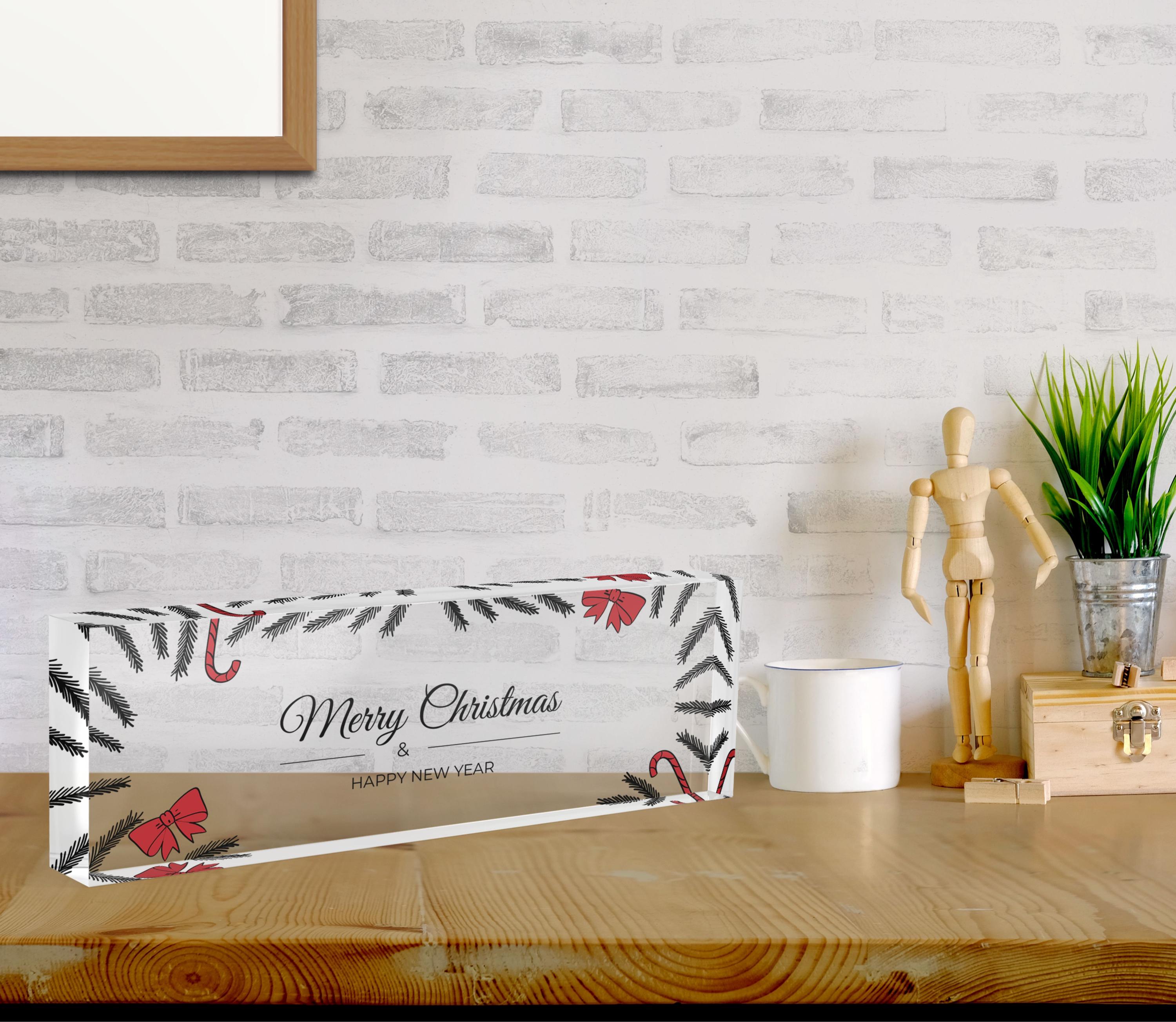 Christmas Themed Desk Name Plate, Acrylic Name Plate, Acrylic Plaque ...