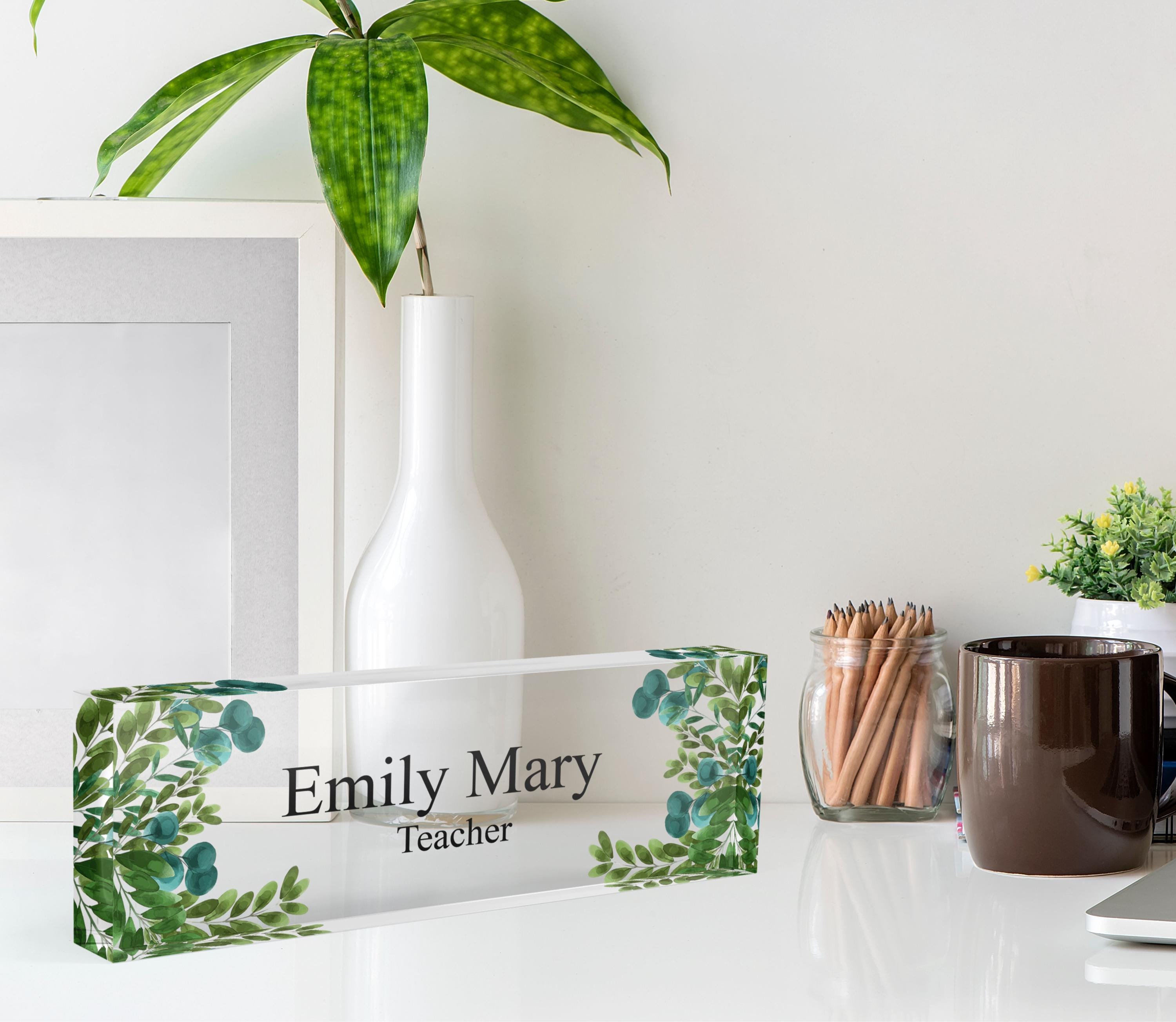 Personalized Name Plate for Desk, Leaf Name Plate, Custom Name Plate ...