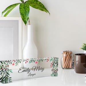 Green Leaf Name Plate, Green Leaves on Clear Acrylic, Custom Name Plate ...