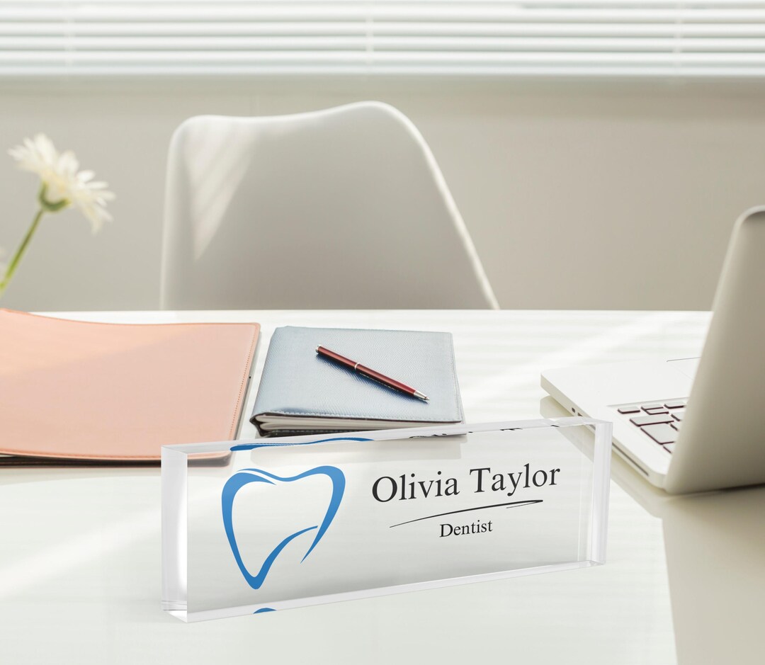 Dentist Desk Name Plate, Dentist Office Sign, Acrylic Name Plate, Desk ...