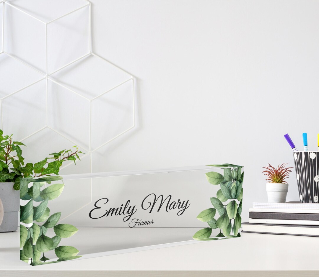 Custom Leaf Name Plate, Desk Name Plate, Acrylic Name Plate ...