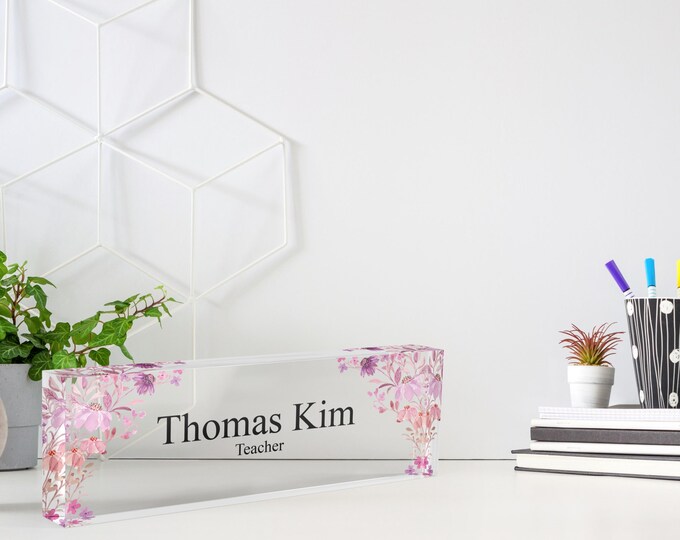 Flower Name Plate, Mixed Floral Design Name Plate, Personalized Sign ...