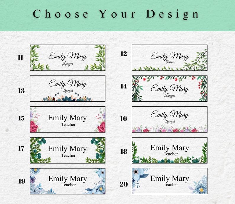 Marble Design Name Plate, Green Leaf Name Plate, Name Plate for Desk ...