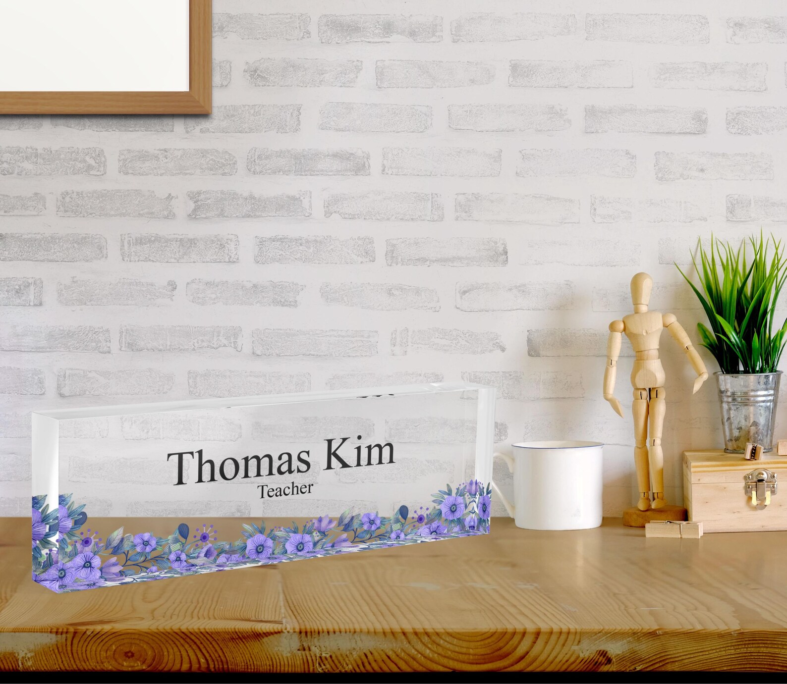 Purple Flowers Name Plate, Custom Name Plate, Personalized Sing, Office ...