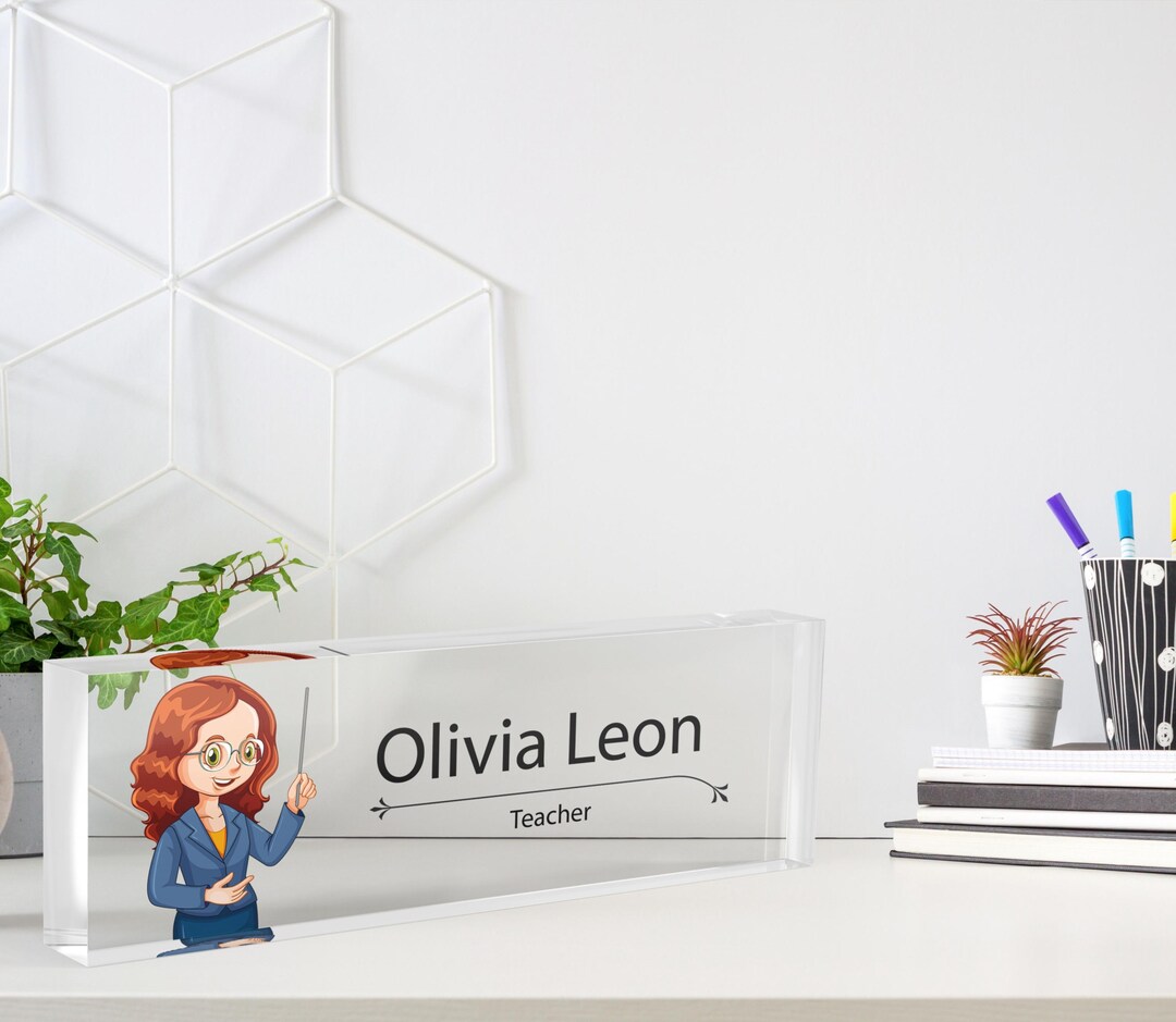 Teacher Desk Name Plate, Acrylic Name Plate, Personalized Sign, Teacher ...