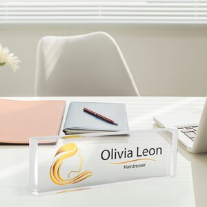 Hairdresser Desk Name Plate, Hair Salon Name Plate, Acrylic Name Plate ...