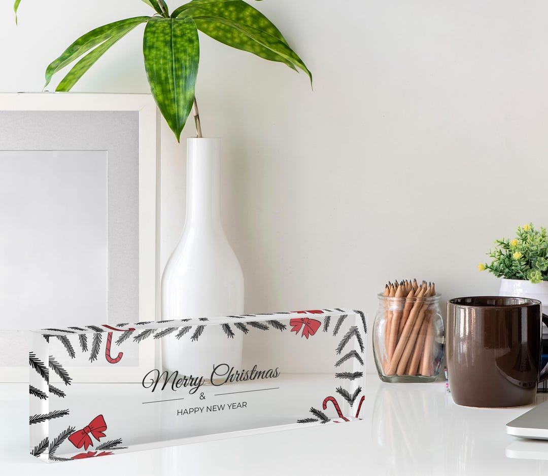 Christmas Themed Desk Name Plate, Acrylic Name Plate, Acrylic Plaque ...