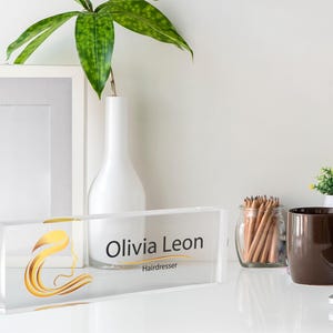 Hairdresser Desk Name Plate, Hair Salon Name Plate, Acrylic Name Plate ...