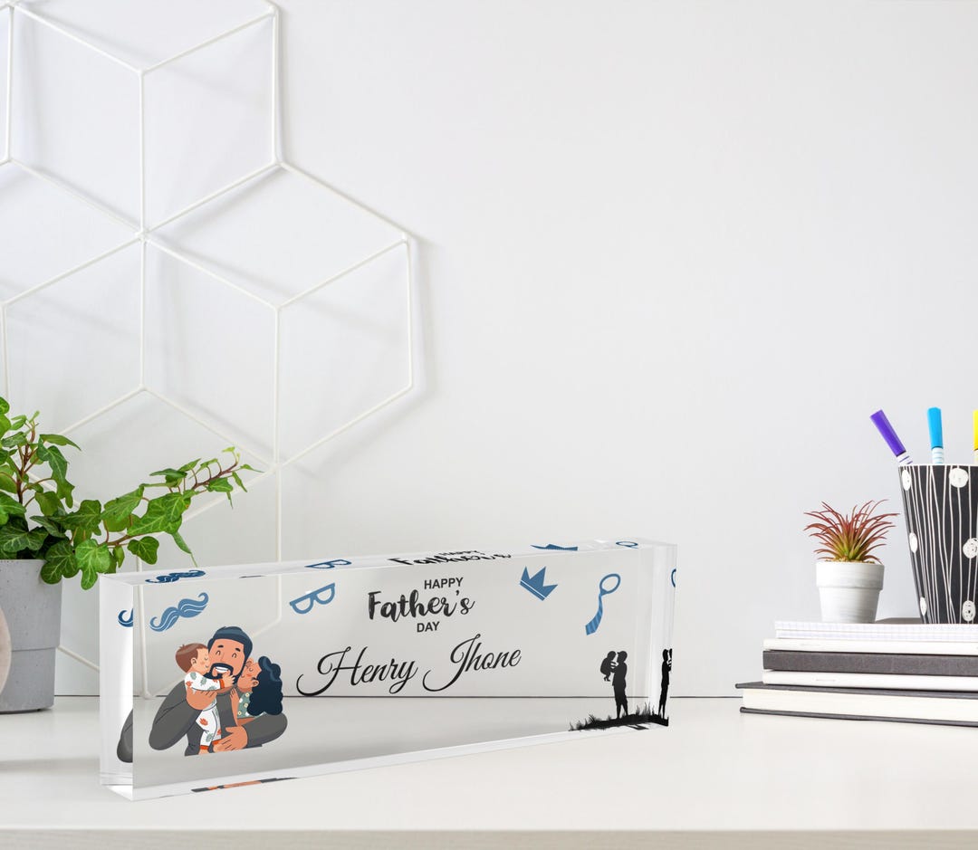 Desk Name Plate for Fathers, Clear Acrylic Name Plate, Office Desk ...