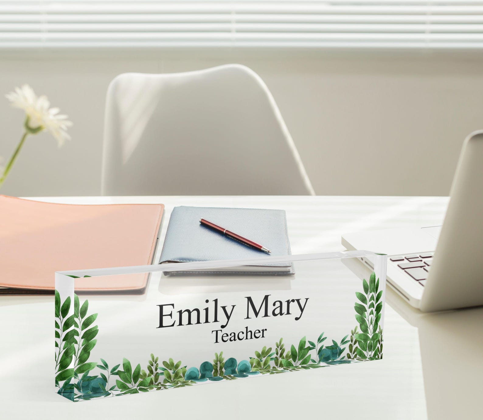 Acrylic Name Plate for Desk, Leaf Name Plate, Custom Name Plate, New ...