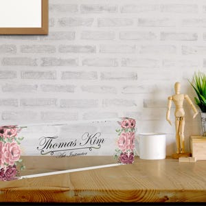 Flower Desk Name Plate, Acrylic Name Plate, Personalized Sign, Office ...