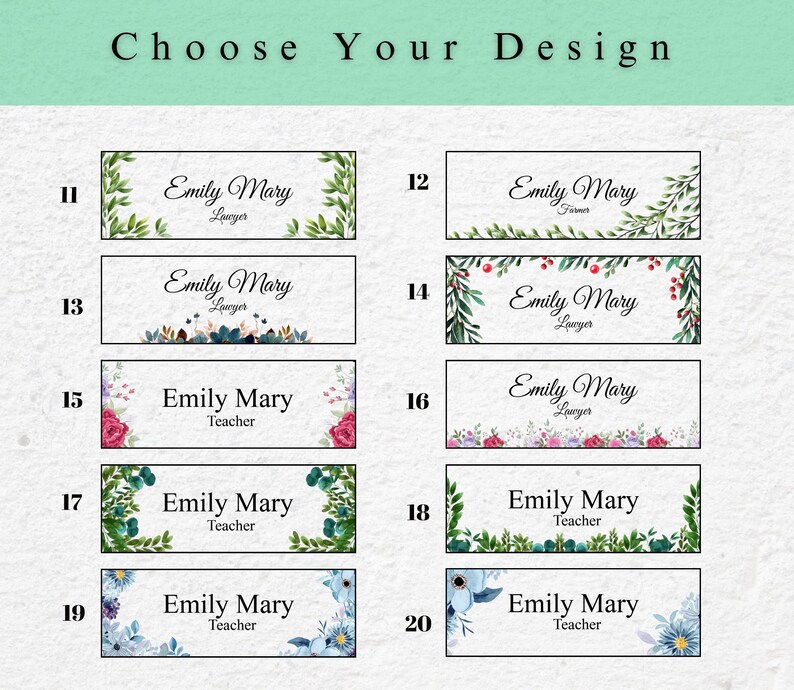 Green Leaf Name Plate, Custom Name Plate, Green Leaves on Clear Acrylic ...