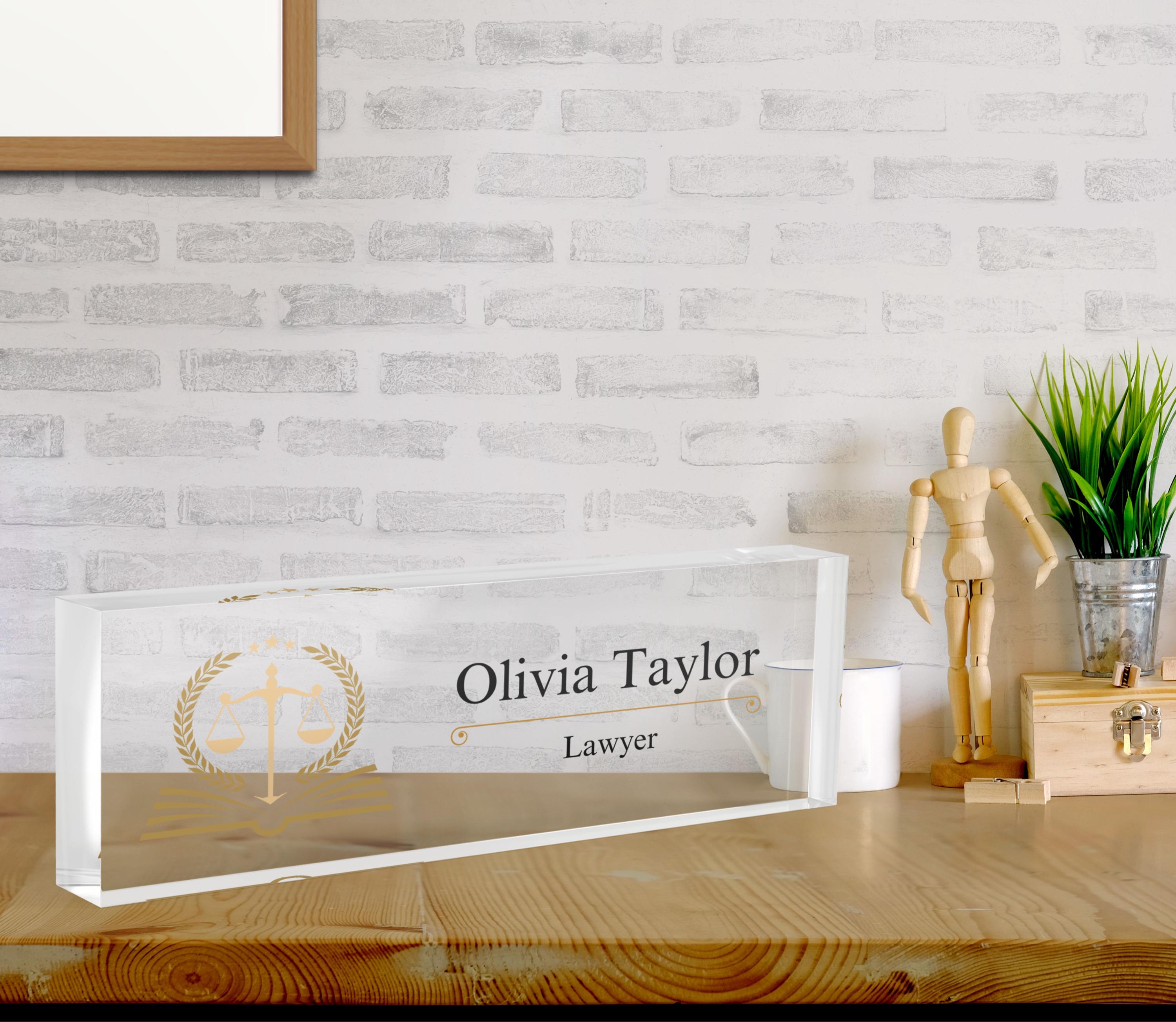 Lawyer Name Plate, Attorney Office Desk Name Plate, Acrylic Name Plate ...