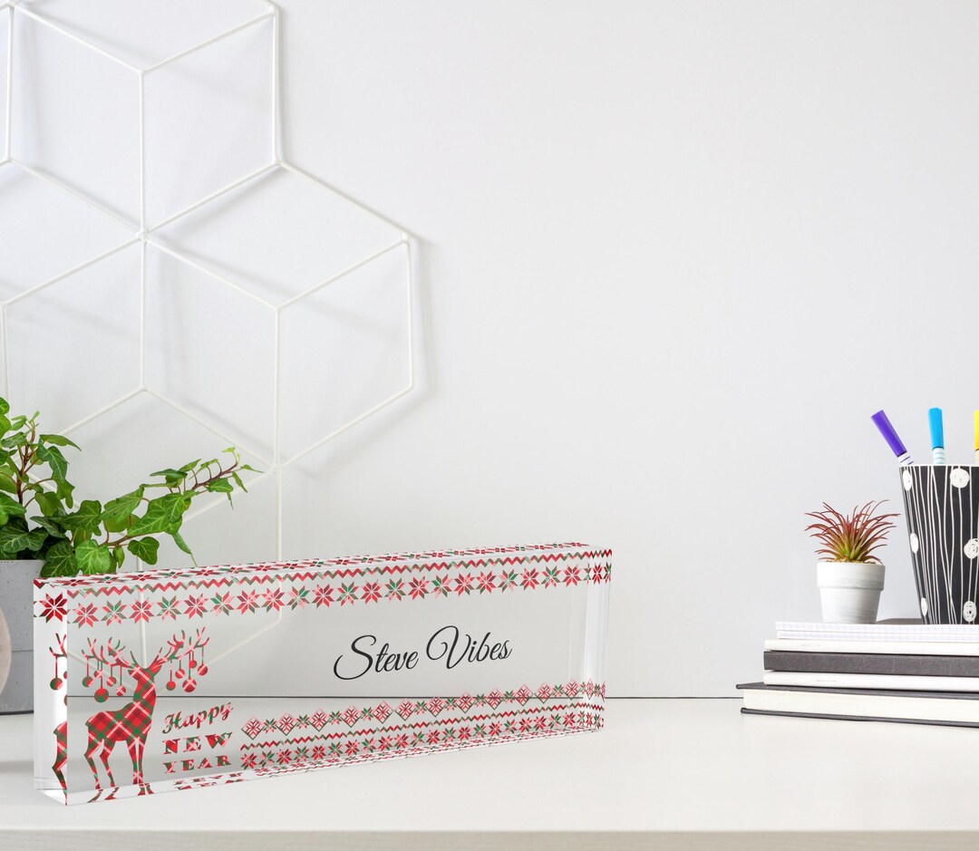 Christmas Desk Name Plate, Christmas Themed Sign, Custom Name Plate ...