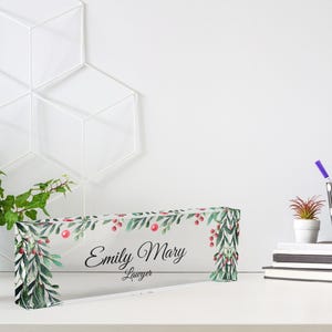 Green Leaf Name Plate, Green Leaves on Clear Acrylic, Custom Name Plate ...