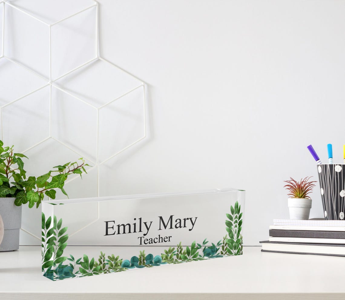 Acrylic Name Plate for Desk, Leaf Name Plate, Custom Name Plate, New ...