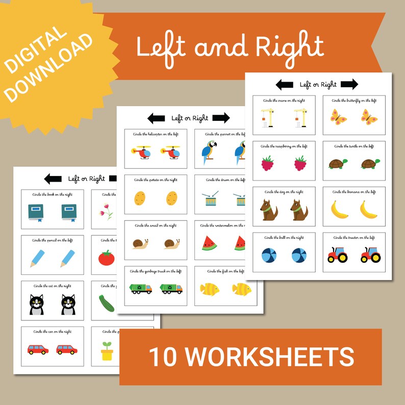 Left or Right Worksheets, Digital Download, Left and Right, Printable ...
