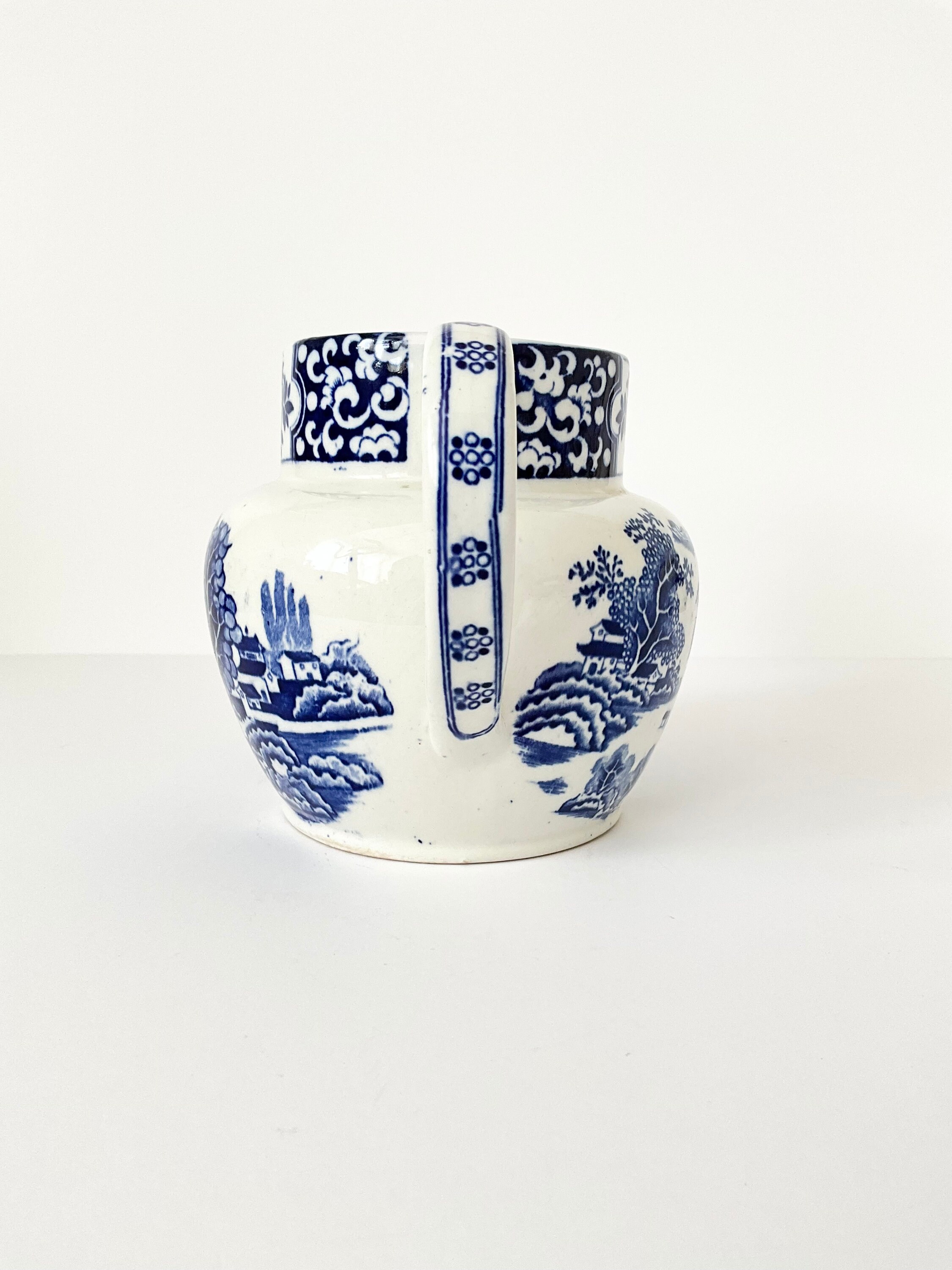 Early Tg Green Blue & White Ming Pattern Large Jug. Antique Large Jug ...