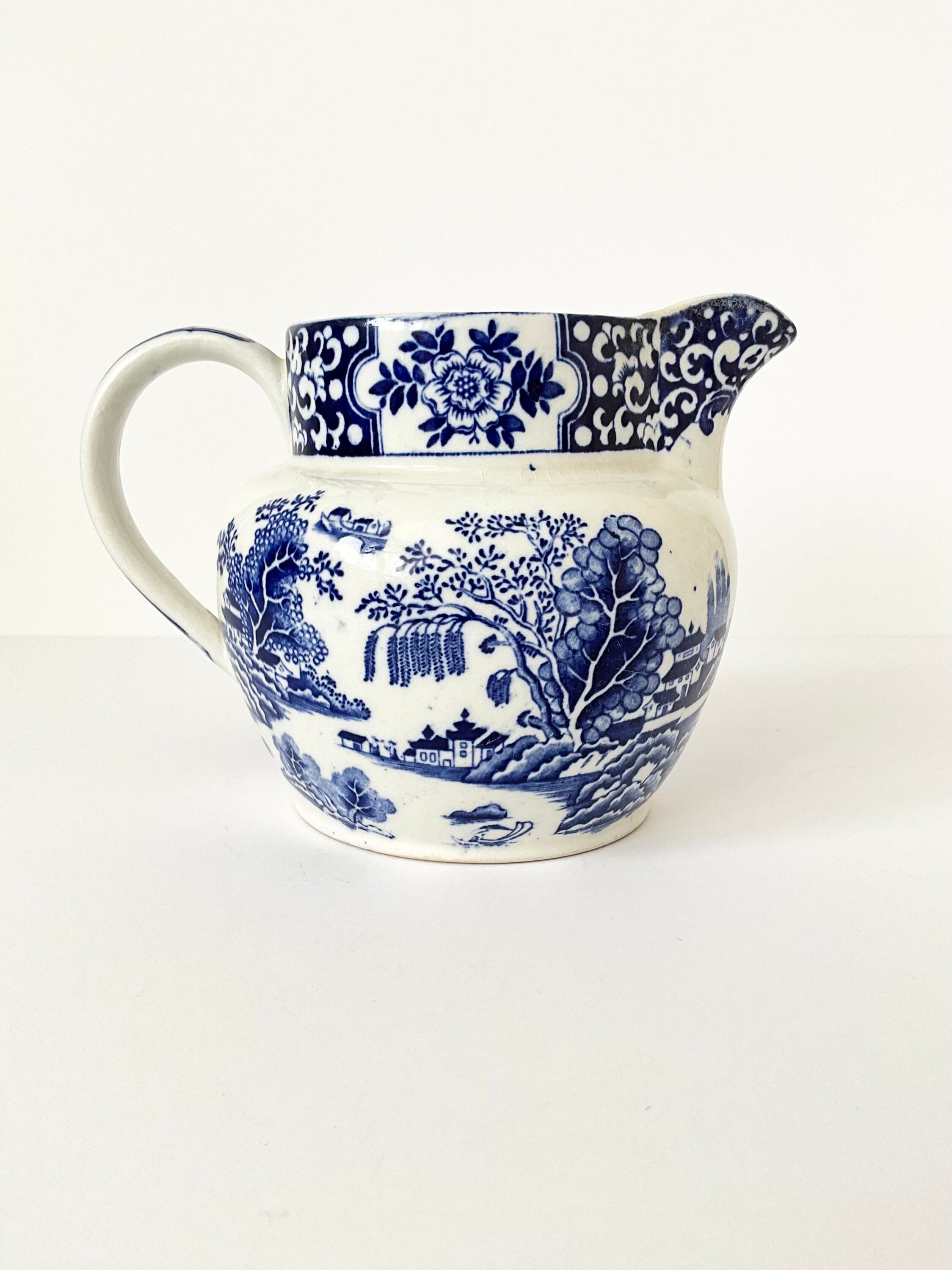 Early Tg Green Blue & White Ming Pattern Large Jug. Antique Large Jug ...