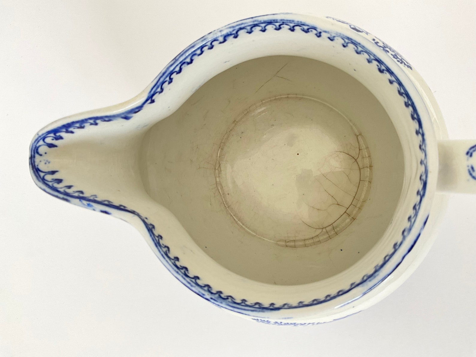 Early Tg Green Blue & White Ming Pattern Large Jug. Antique Large Jug ...