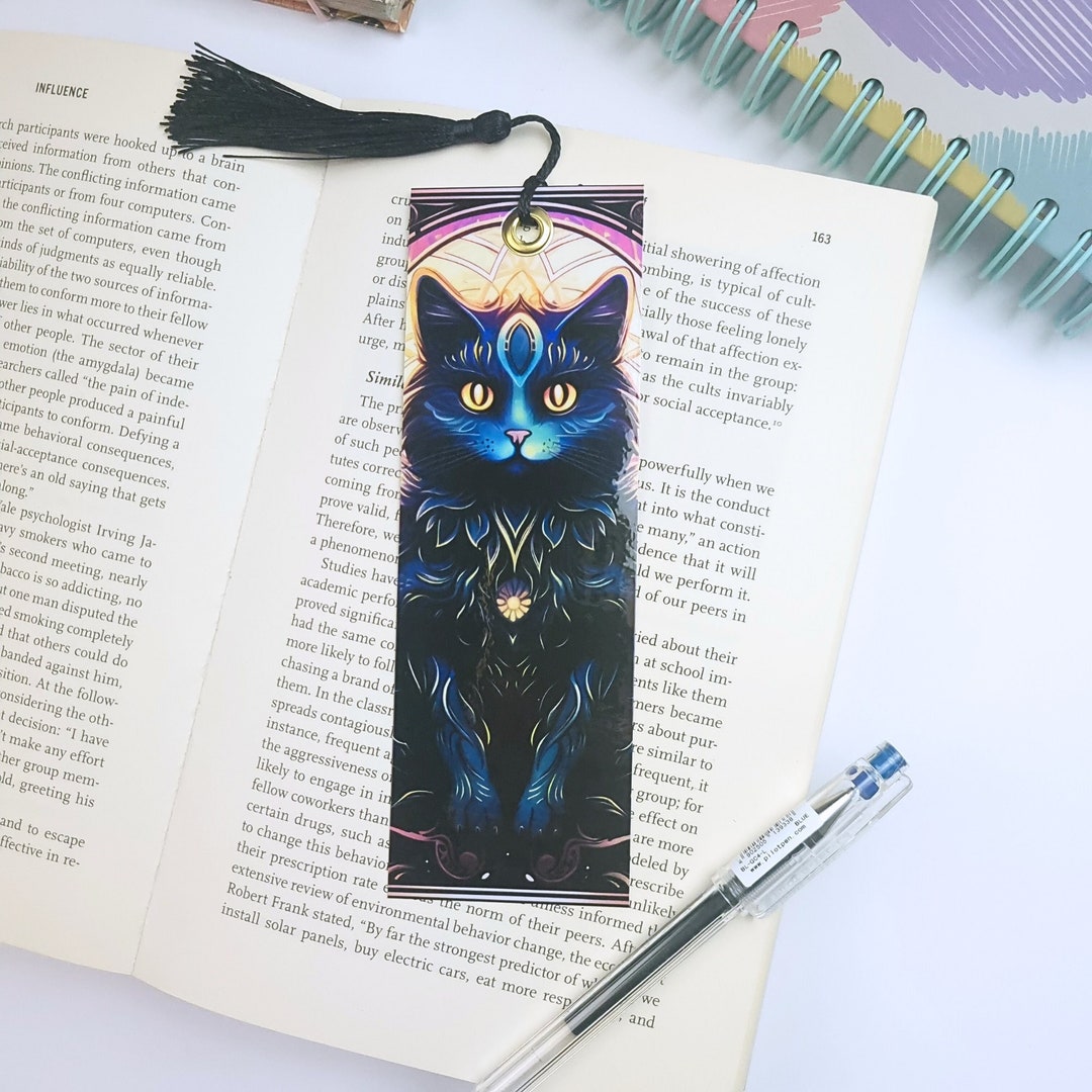 Fantasy Magical Black Cat Bookmark, Enchanted Custom Bookmark, Bookmark ...
