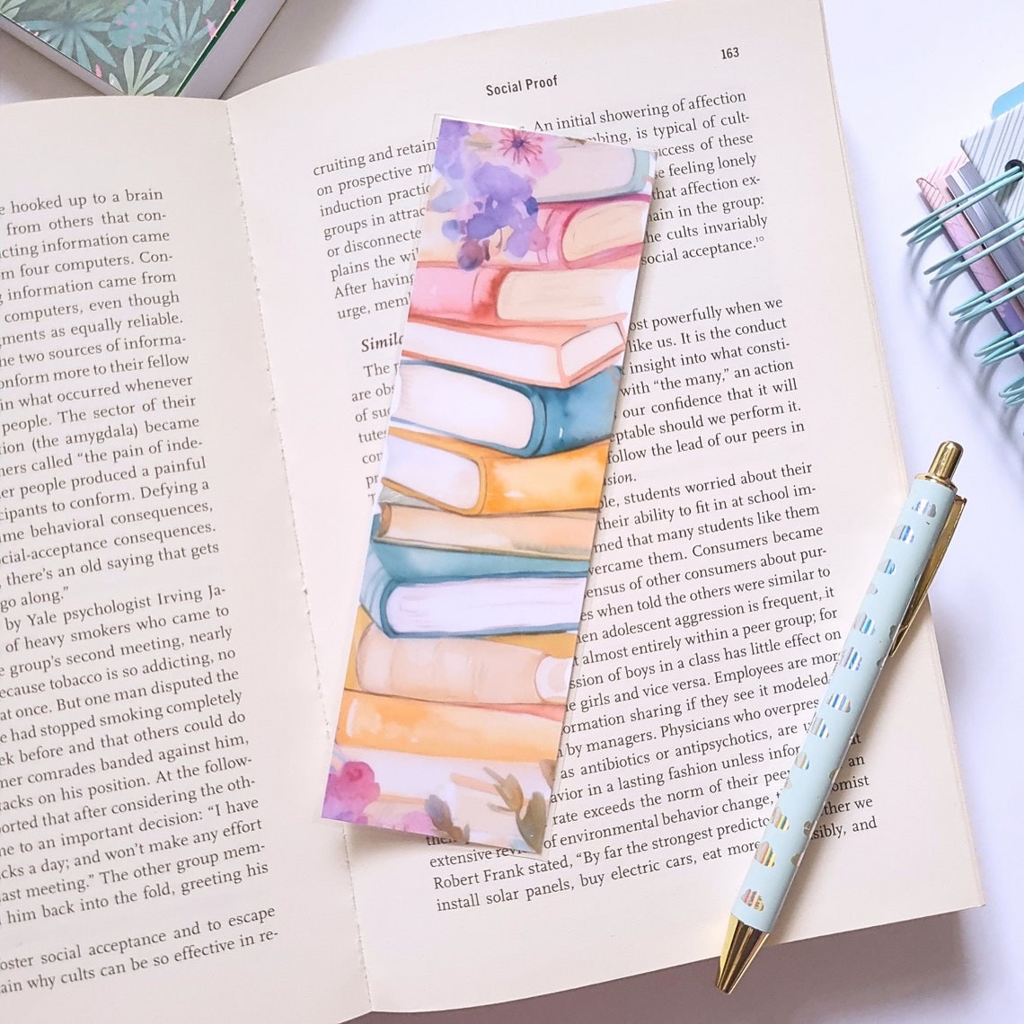 Stack of Books Bookmark Collection, Custom Bookmark Individual or Set ...