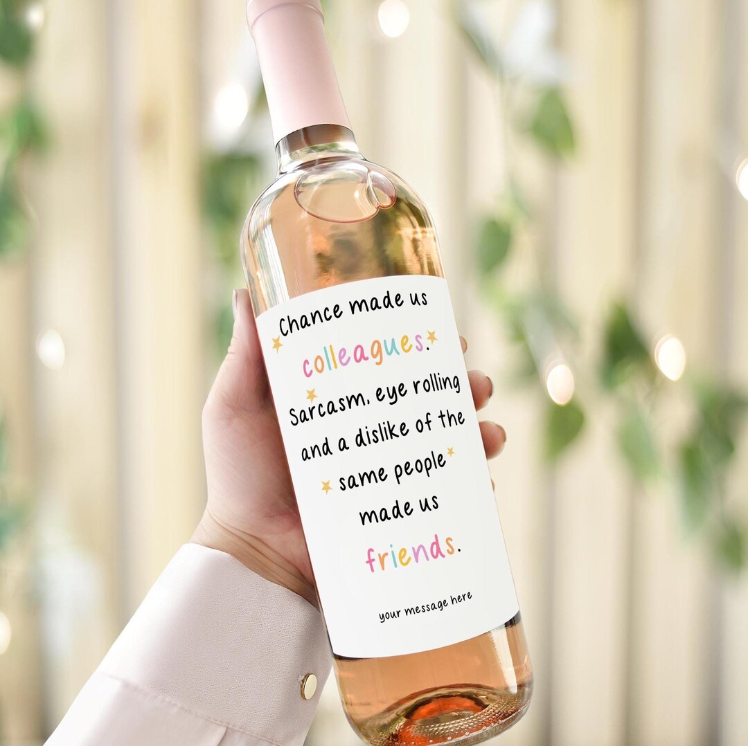 Custom Funny Wine Bottle Label, Chance Made Us Colleagues, New Job ...