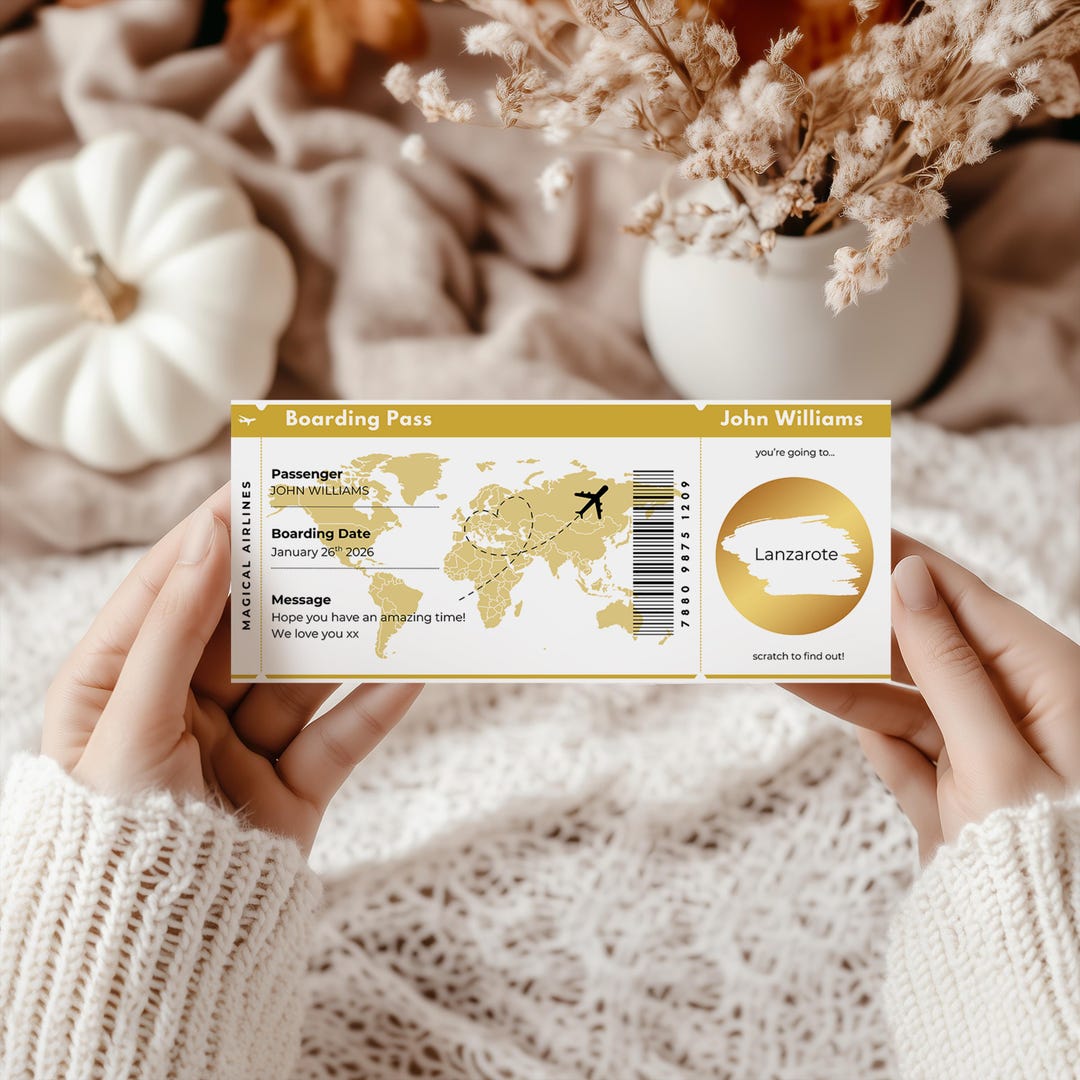 Personalised Boarding Pass Scratch Card Surprise Gift, Voucher Card ...