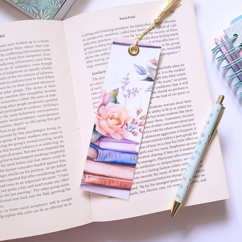 Stack of Books Bookmark Collection, Custom Bookmark Individual or Set ...
