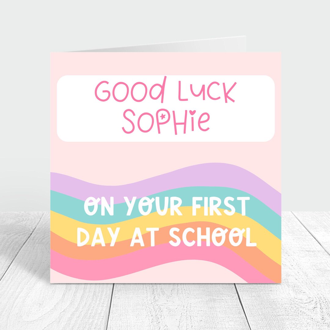 First Day of School Good Luck Card, Personalised Card Gift 1st Day at ...
