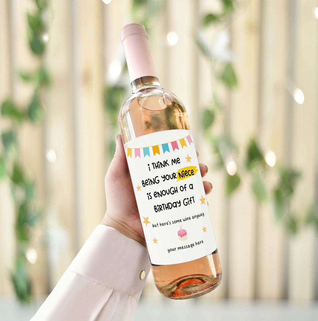 Funny Birthday Wine Label Gift From Niece, Humorous Personalised Wine ...