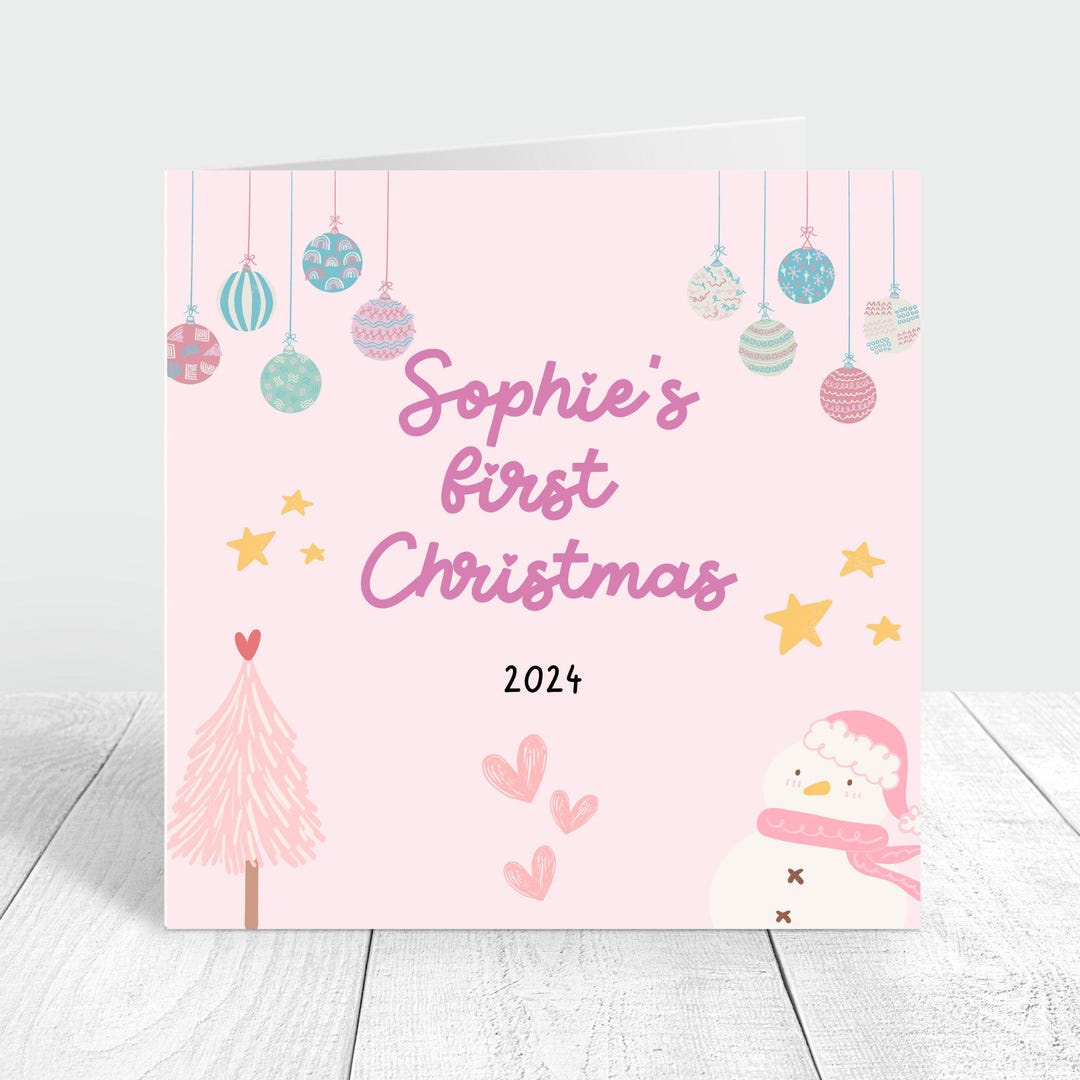 Merry Christmas Personalised Card, Baby First Christmas Card, Daughter ...