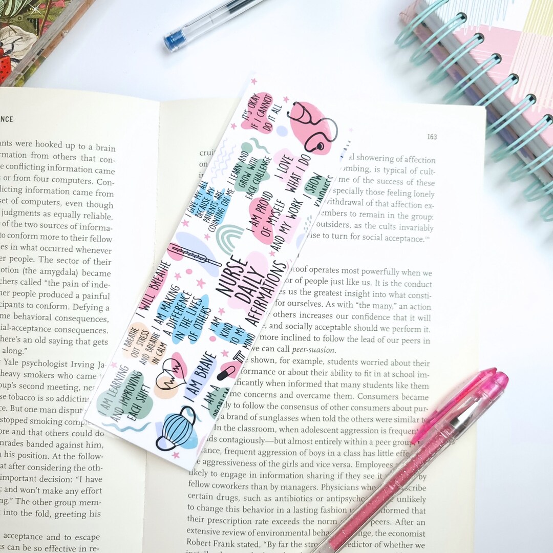 Nurse Daily Affirmations Bookmark, Positive Reminders Bookmarks for ...