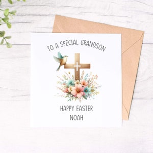 Personalised Happy Easter Card for a Special Grandson, Christian Easter ...
