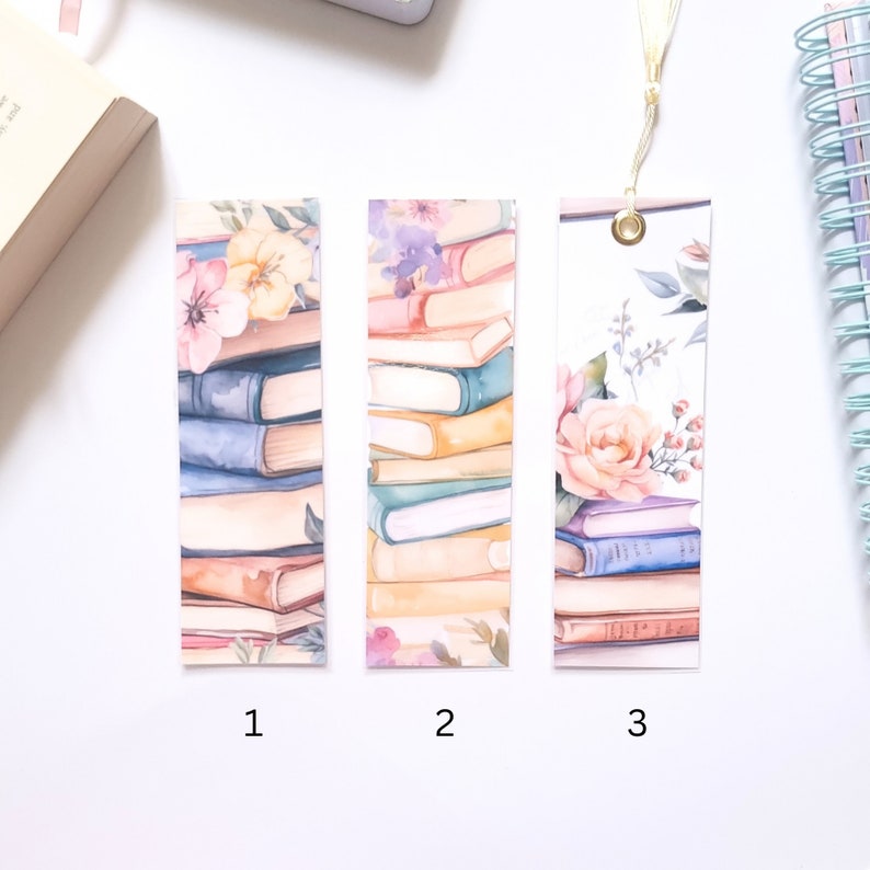 Stack of Books Bookmark Collection, Custom Bookmark Individual or Set ...