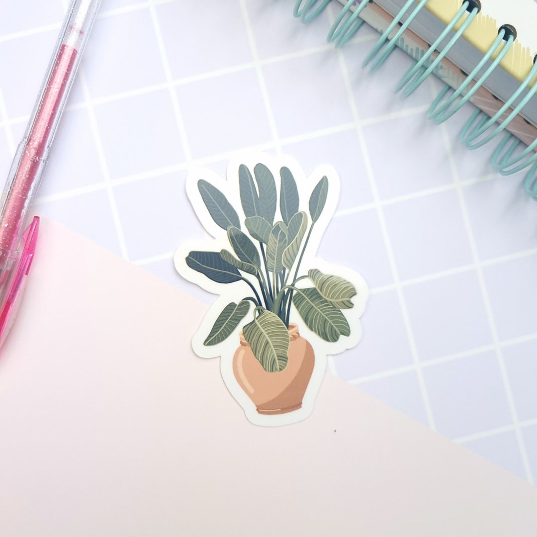 House Plant Sticker, Cute Potted Plant Vinyl Sticker, Large Decal for ...