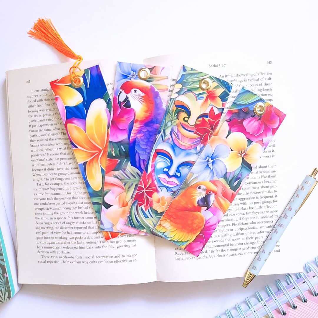 Tropical Birds and Flowers Custom Bookmark Collection, Individual or ...