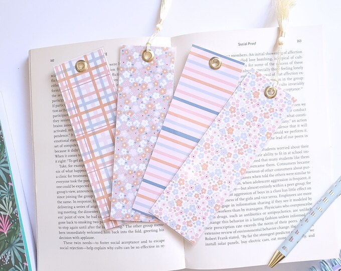 Bookworm Gift for Reader Bookmark Flower Bookmark Personalized Gift for ...