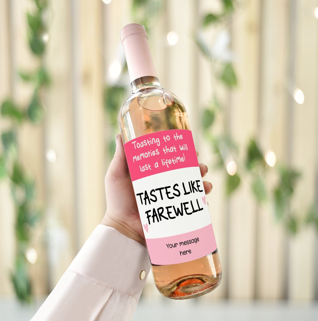 Tastes Like Farewell Custom Wine Label, Wine Bottle Label, New Job Gift ...