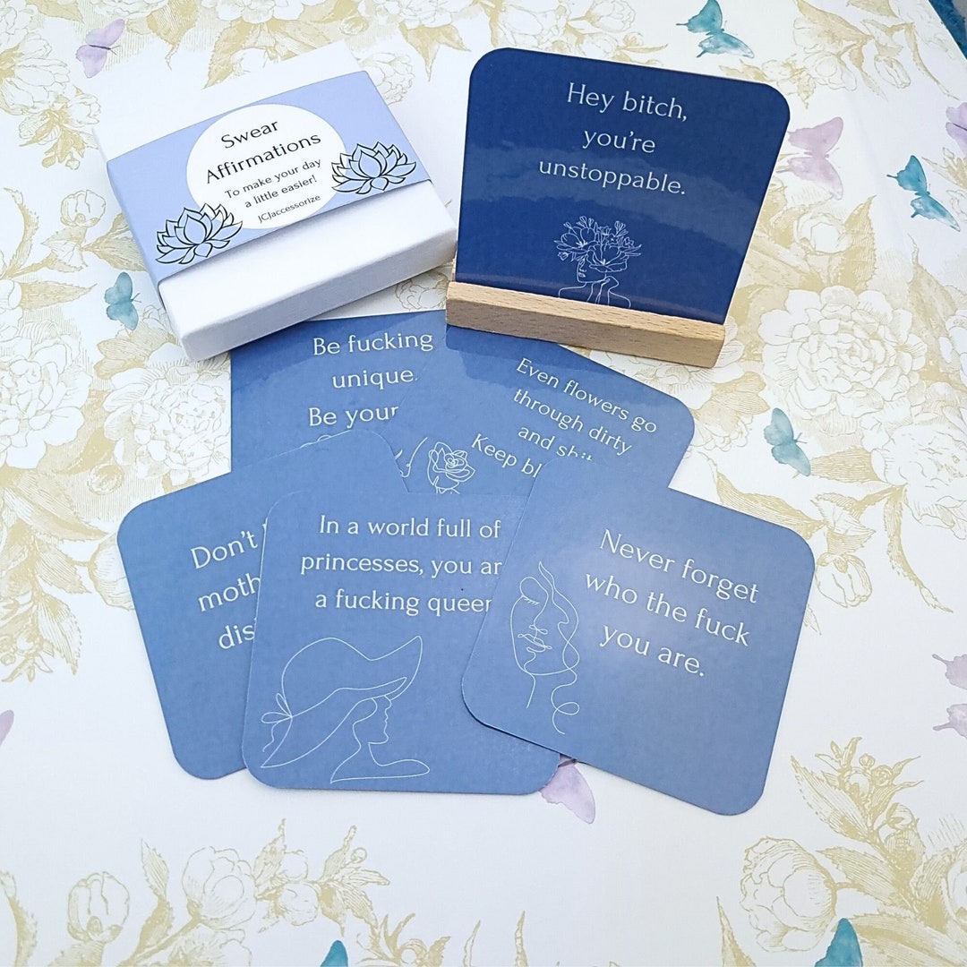 Swear Affirmations Cards With Gift Box, Daily Words of Affirmation Grl ...