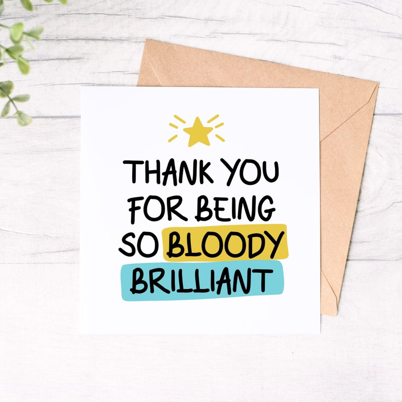 Funny Thank You Card: Bloody Brilliant, Custom Appreciation Card - Etsy
