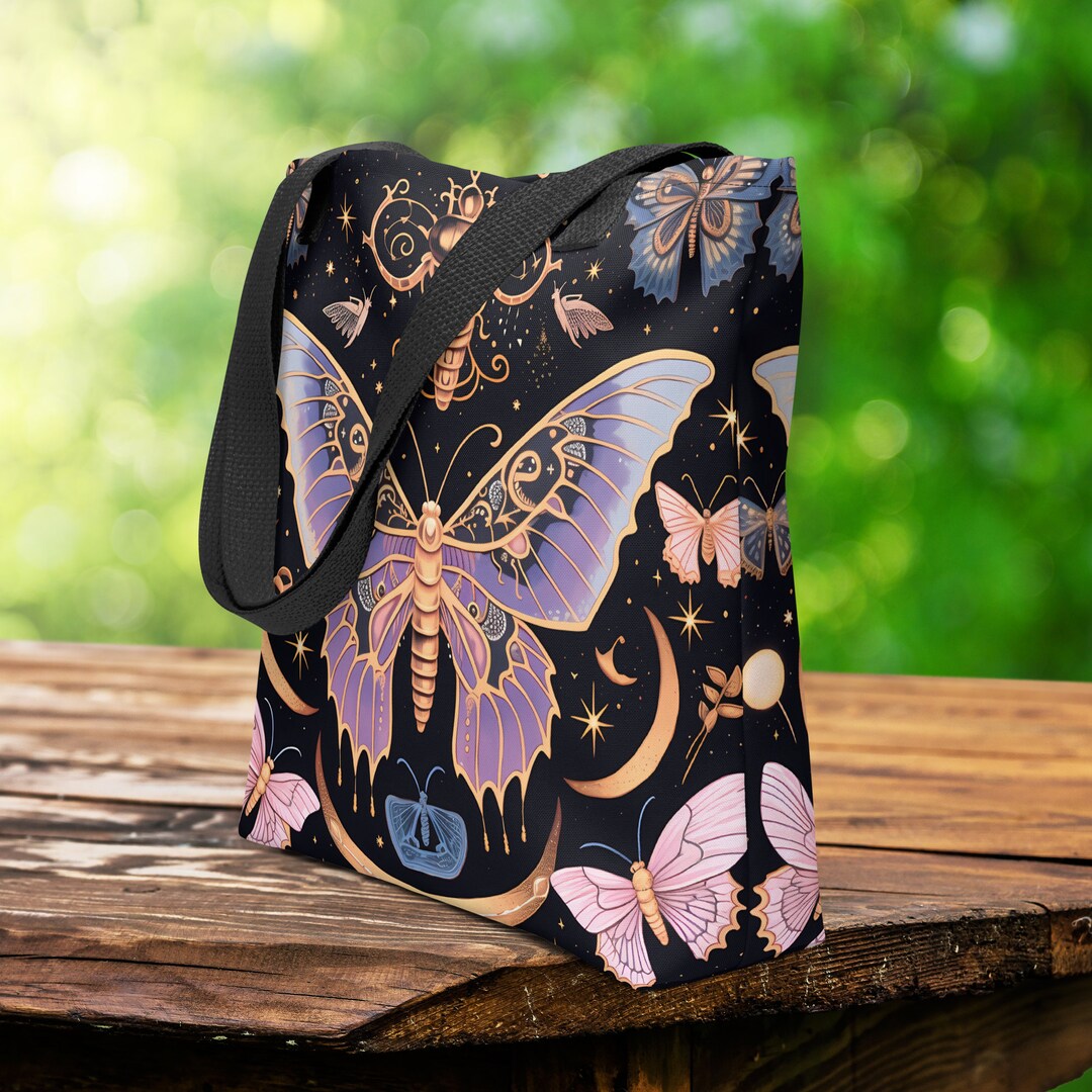 Aesthetic Moth Tote Bag, Whimsigoth Tote Bag for Women, Goth Tote Bag ...