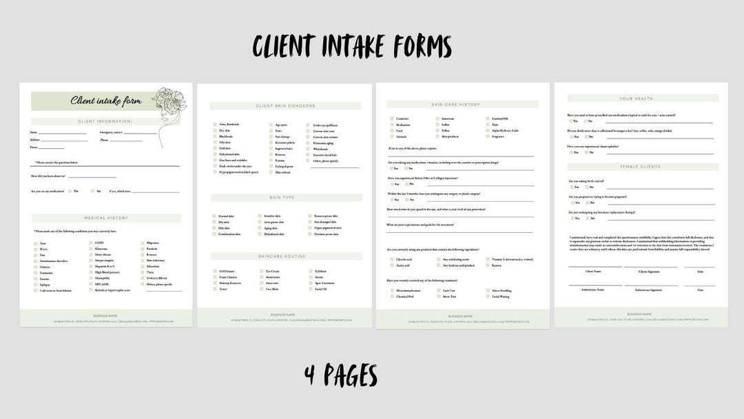 Editable Beauty Client Intake Form | Esthetician Consultation Template ...