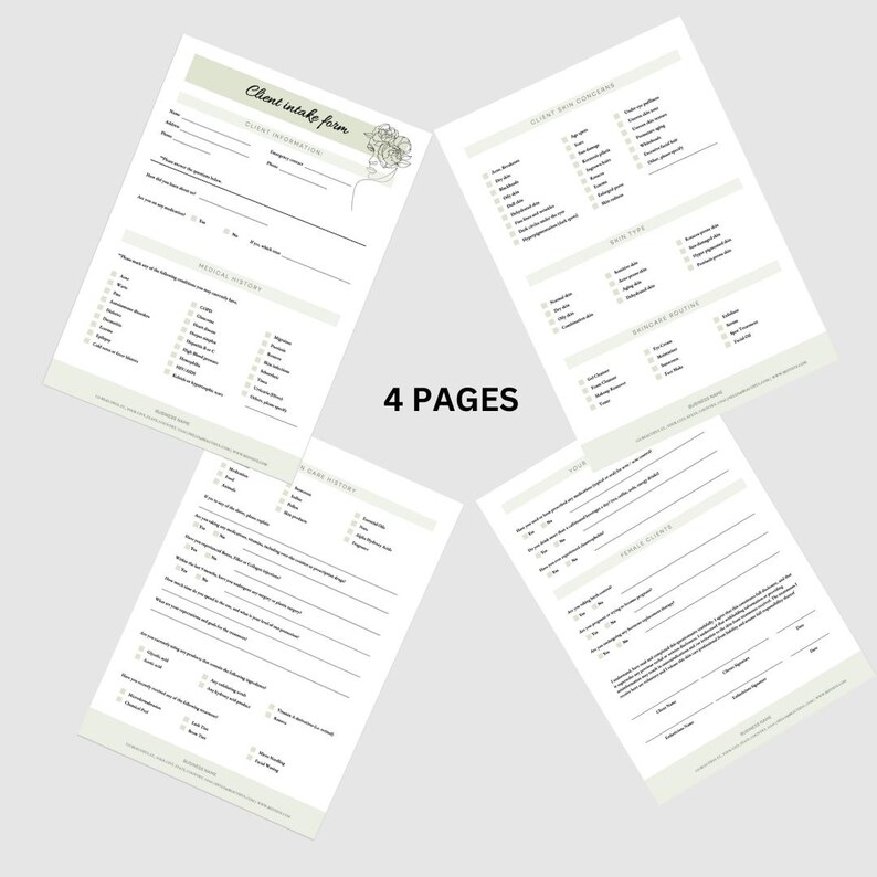 Editable Beauty Client Intake Form Esthetician Consultation Template ...