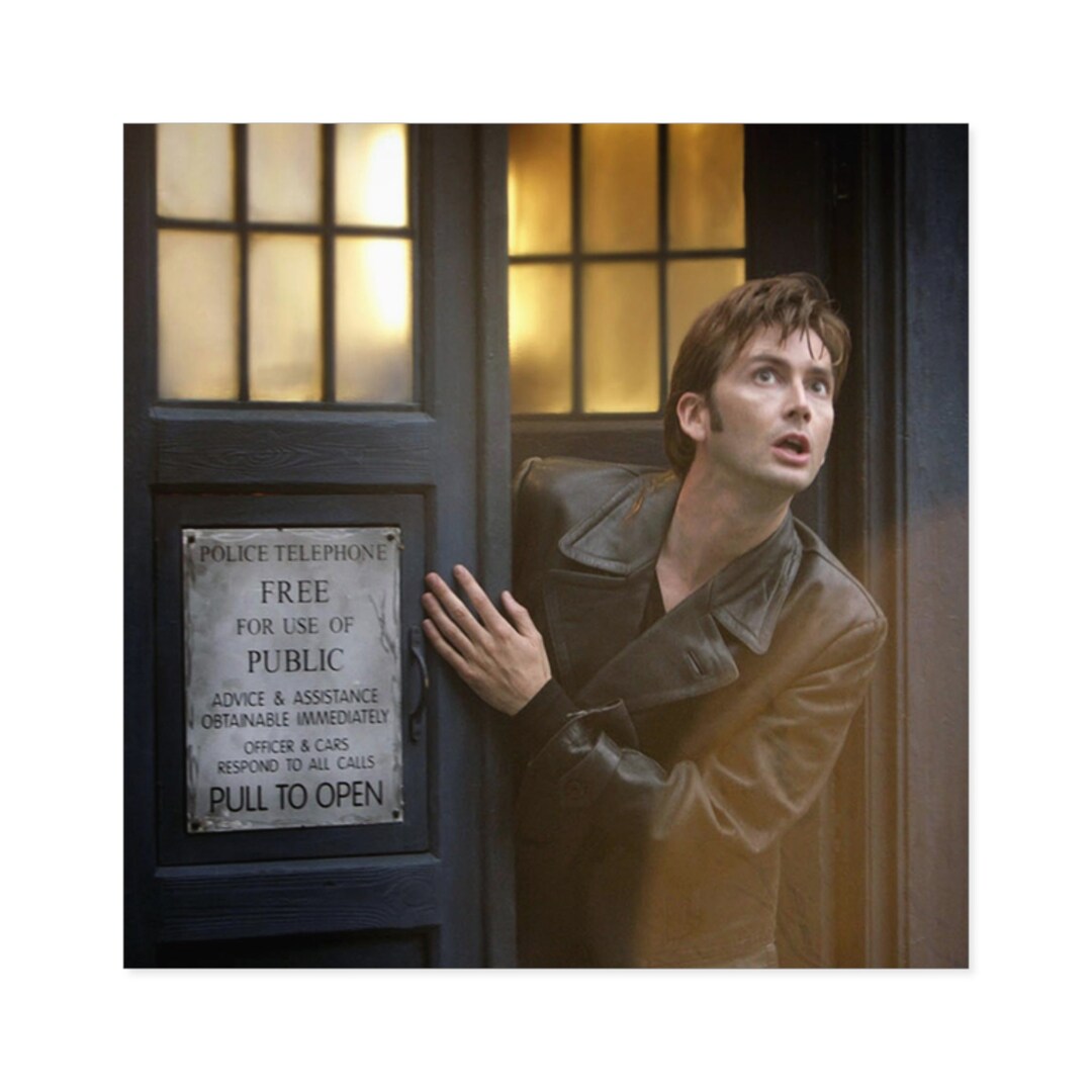 David Tennant in Tardis Square Sticker - Etsy