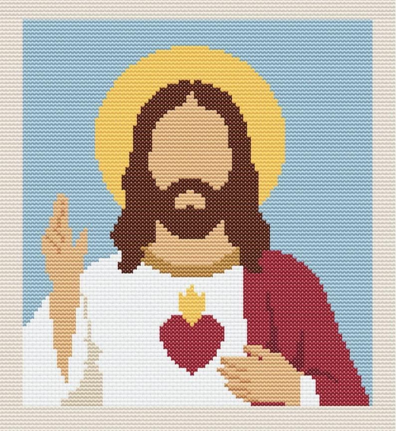Sacred Heart of Jesus Cross Stitch Pattern: Religious Christian ...