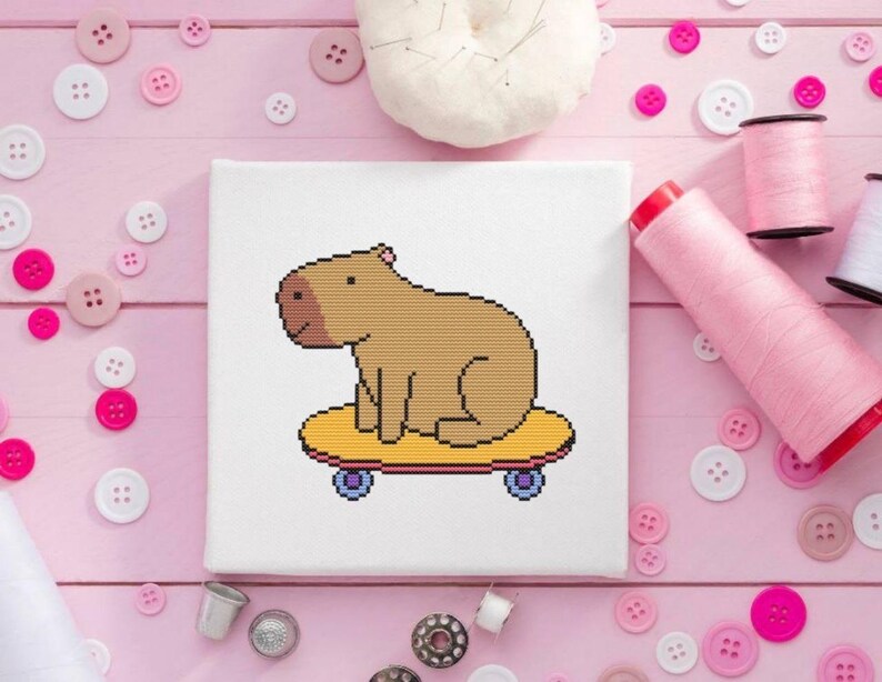 Capybara Embroidery, Capybara Cross Stitch Pattern, American Animal ...