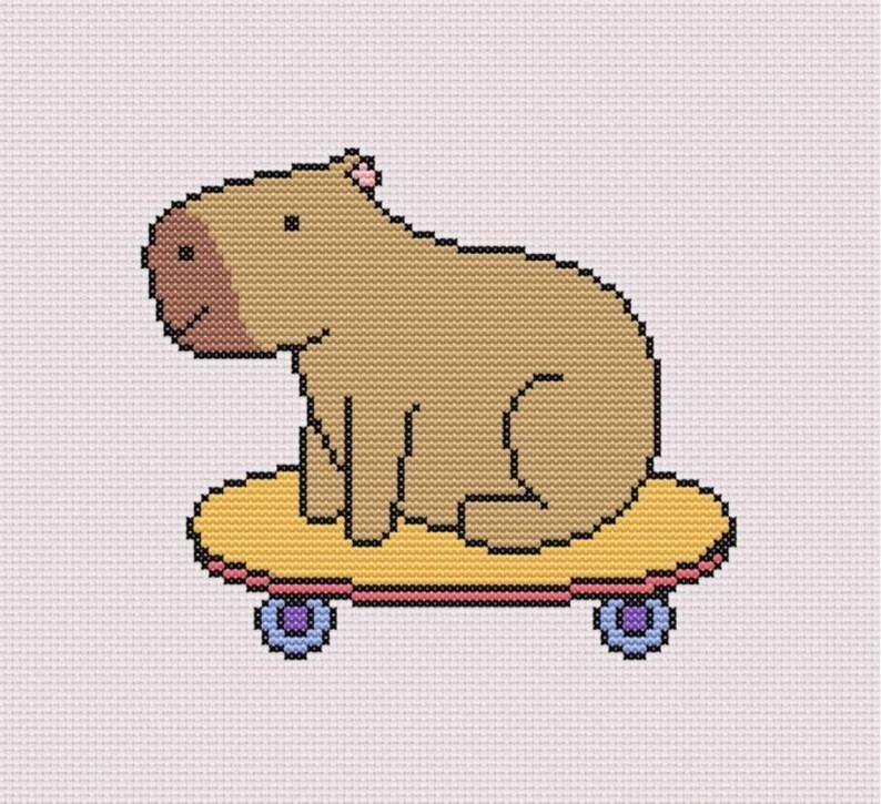 Capybara Embroidery, Capybara Cross Stitch Pattern, American Animal ...