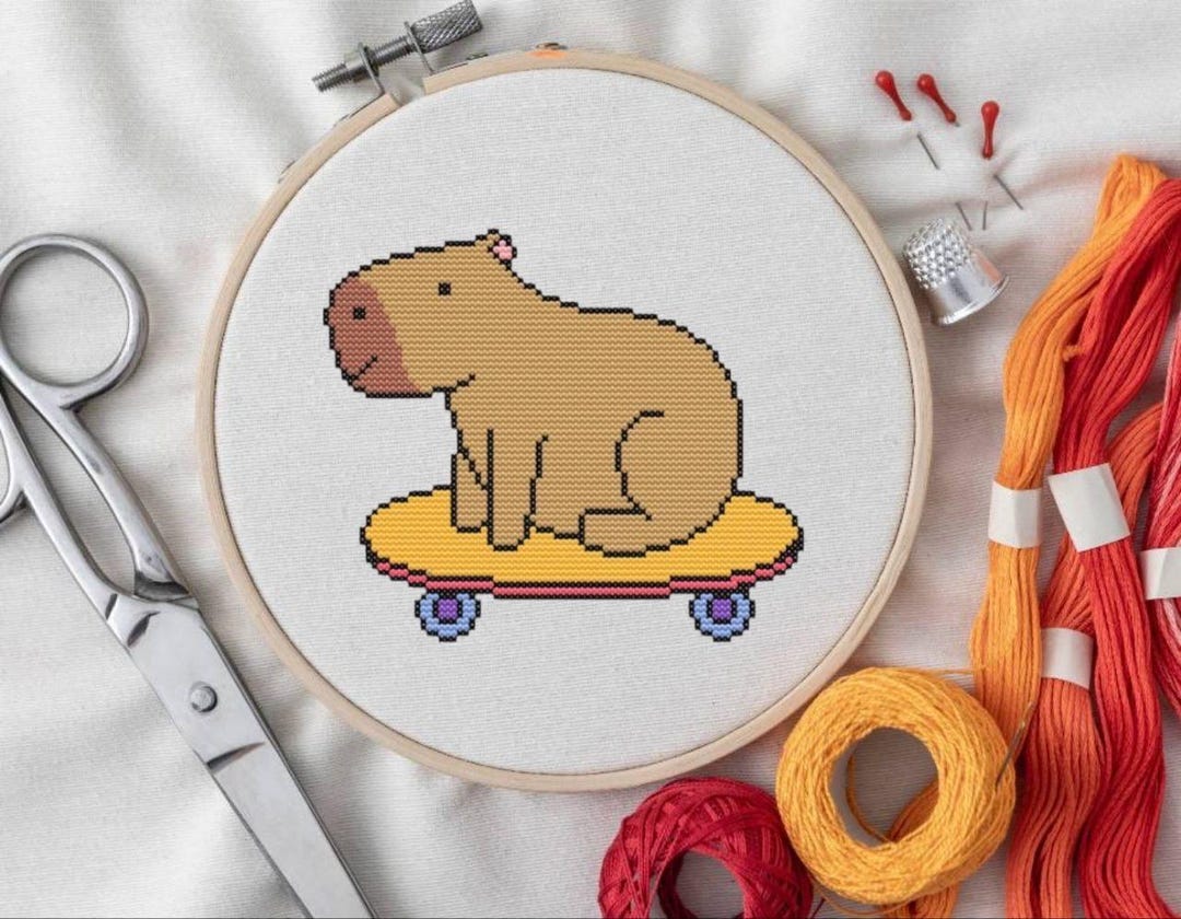 Capybara Embroidery, Capybara Cross Stitch Pattern, American Animal ...