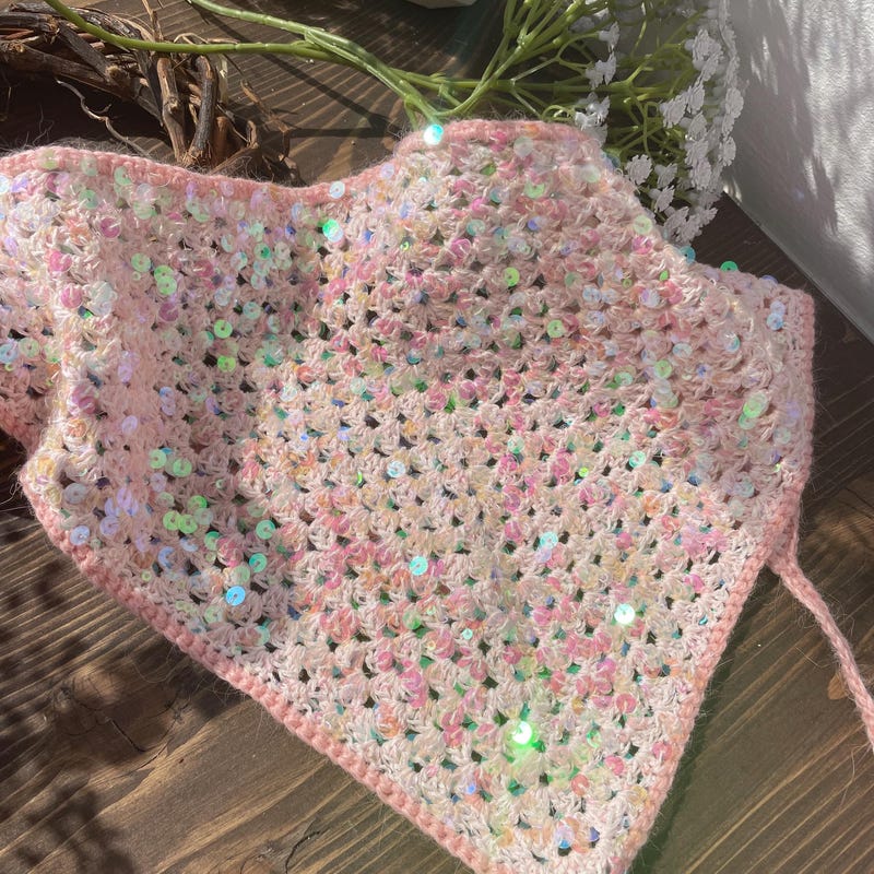 Pink Headscarf Crochet - Etsy UK